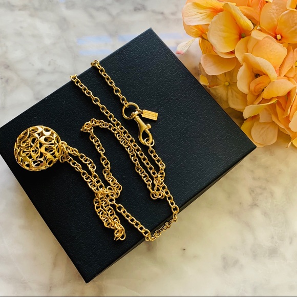 Coach | Jewelry | Coach Gold Chain Necklace With Round Pendant | Poshmark